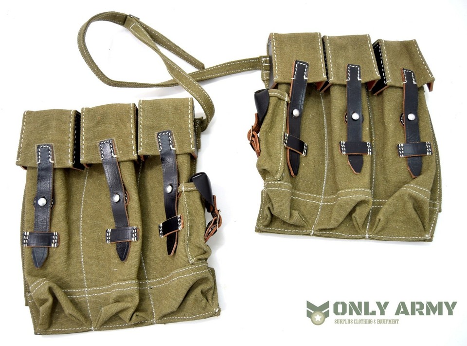 German Army WW2 MP44 Ammo Pouches Pair Repro Canvas + Leather Magazine ...