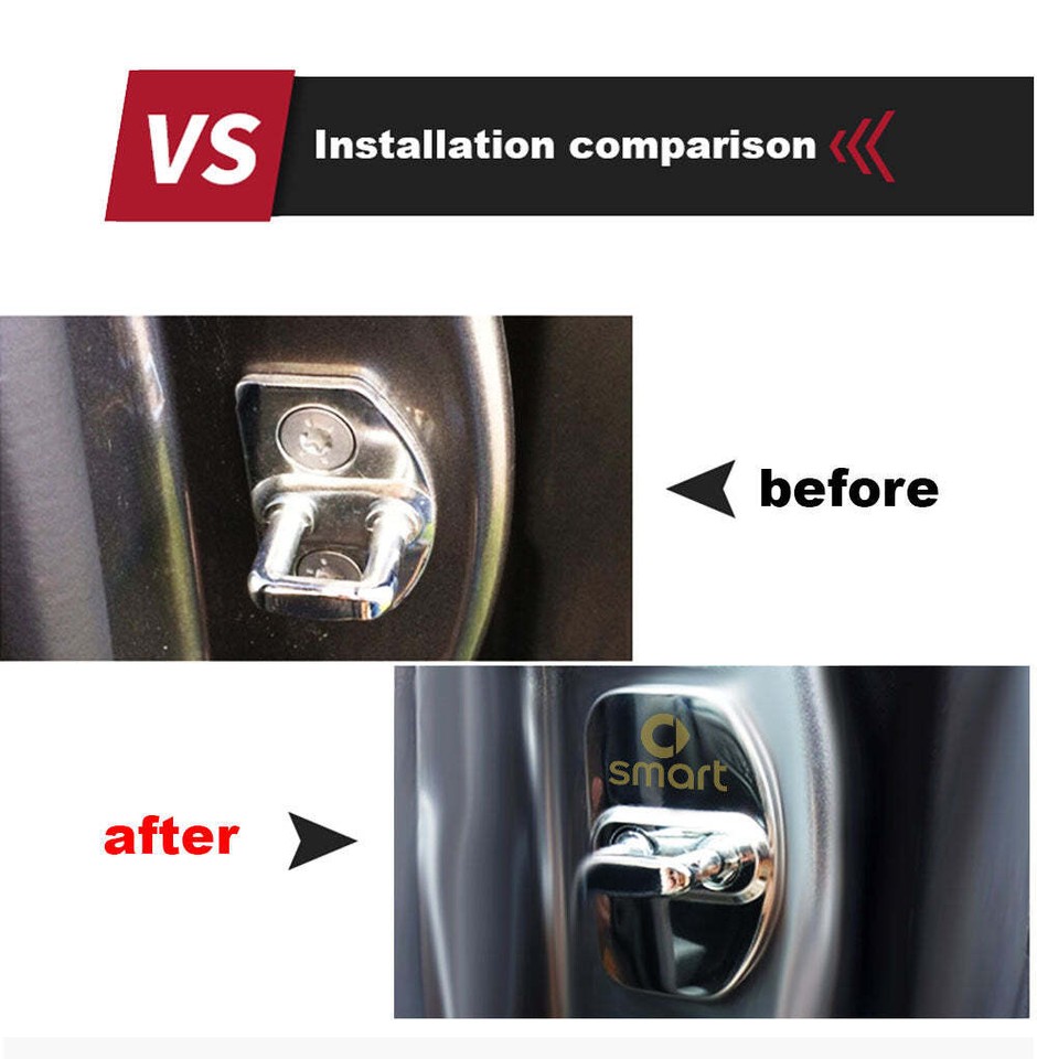 Smart Car Fortwo, 453, Door Latch Covers, Polished Stainless Steel, 2pc ...