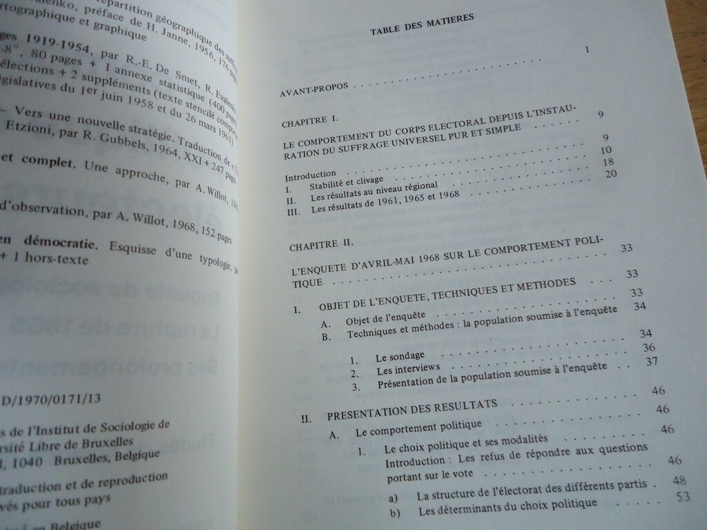 COMPORTEMENT POLITIQUE DES ELECTEURS BELGES SOCIOLOGIE ELECTORALE 1965 ...
