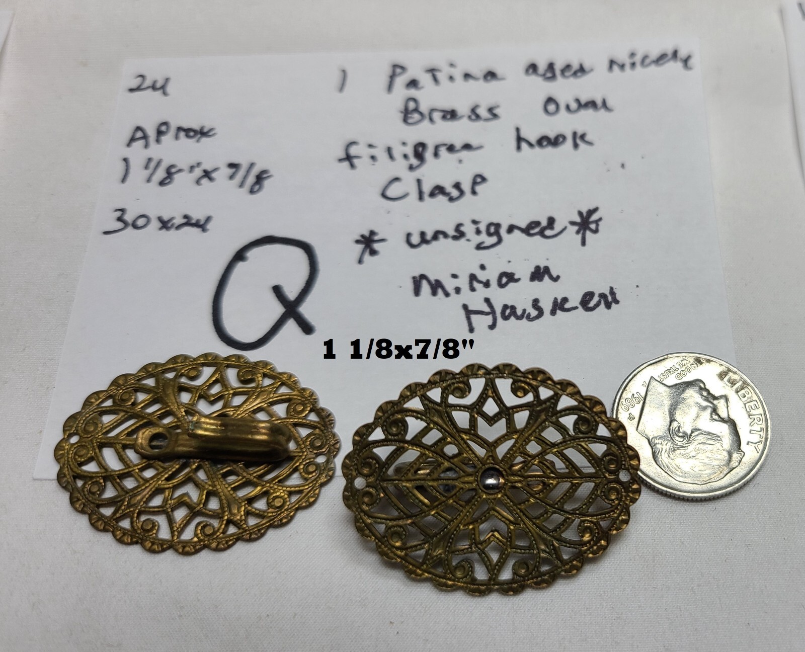 Vtg Signed Miriam Haskell Hook Necklace Clasp Turtle Dove Flower Bird ...