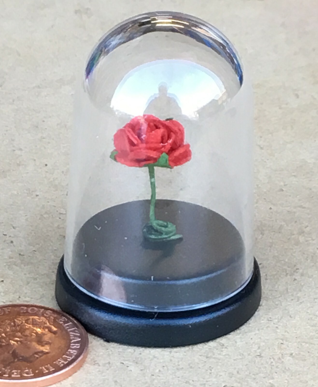 Red Rose Fixed In A Small Plastic Dome 2.8cm x 4cm Tumdee 1:12 Scale ...
