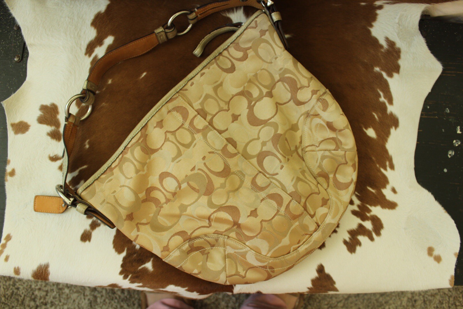 Coach Signature Boho Leather Beige Gold Classic Monog… - Gem