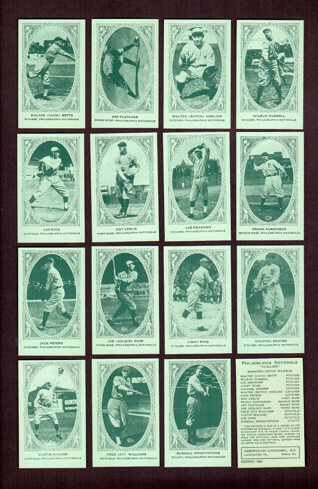 (6) PHILA. PHILLIES Team REPRINT SETS: T205/6/7~T3~E120~M101-5 for ...