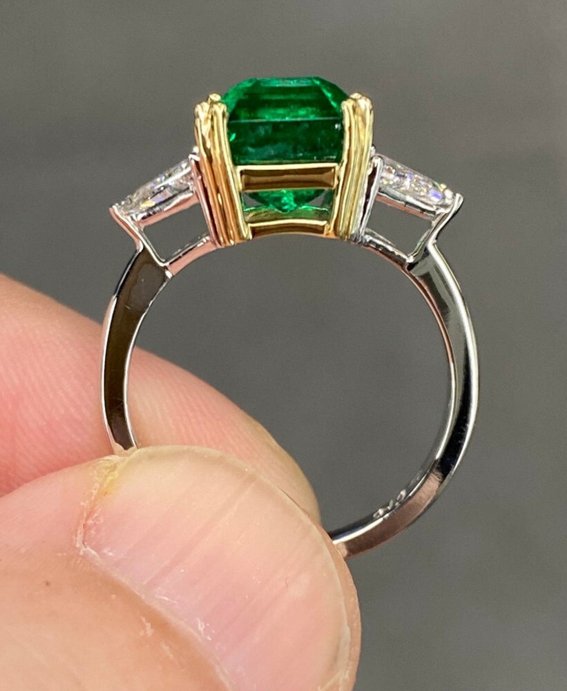 Platinum Diamond Ring Lab Created 4.80 Ct Green Emerald PT950 Band Sizes 5 6 7 8 | eBay