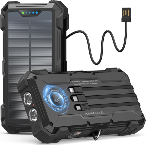 GOODaaa Solar Power Bank, 42800mAh Portable Charger 20W Fast Charging ...