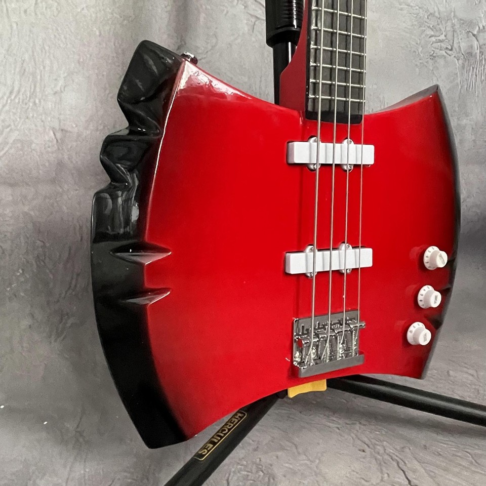 Red Electric Bass With A Double Axe Design Basswood Body Maple Neck ...