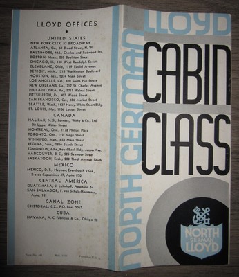 Vtg North German Lloyd Line cruise booklet brochure, Cabin Class, 1932 ...