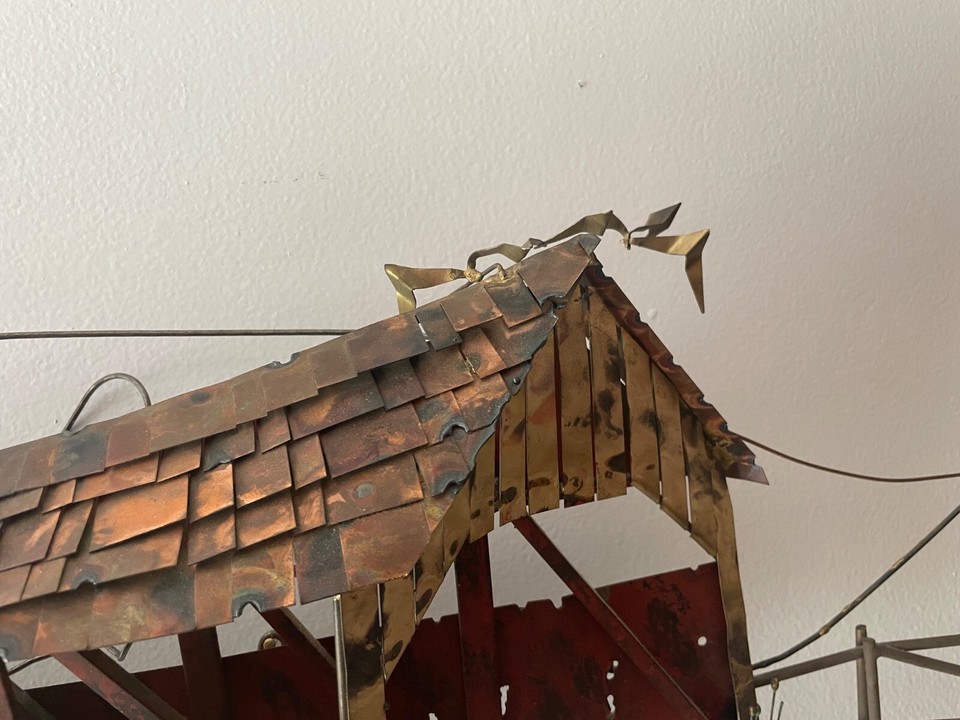 Signed Curtis Jere Covered Bridge Metal Wall Hanging Sculpture Vintage ...