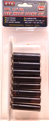 9 PC. 1/4" INCH DRIVE IMPACT DEEP WELL SOCKET SET SAE WITH SOCKET ...