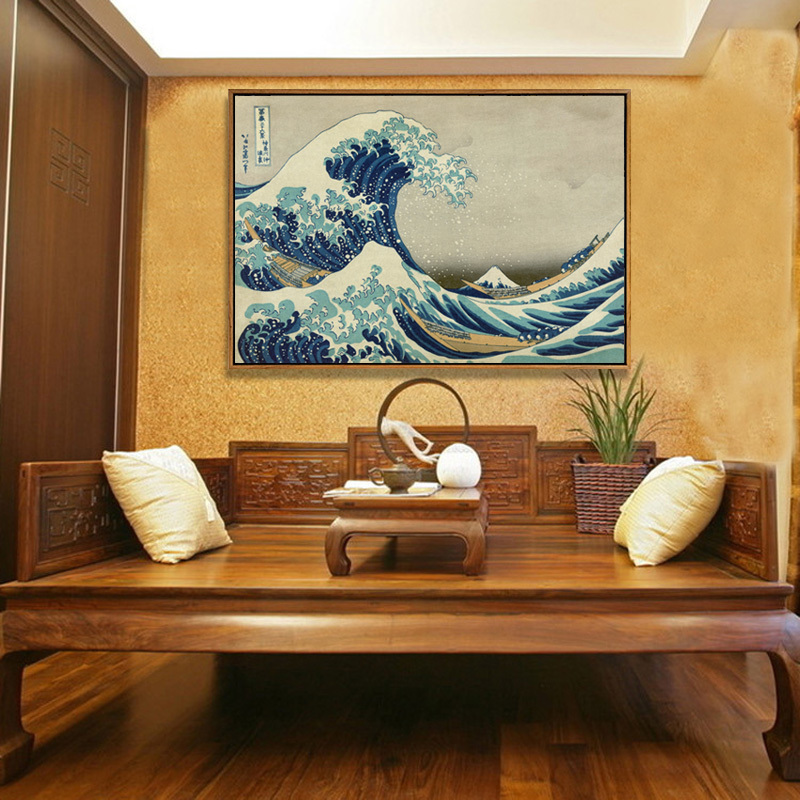 The Great Wave off Kanagawa Japanese Ukiyo-e Silk Fabric Poster Wall ...