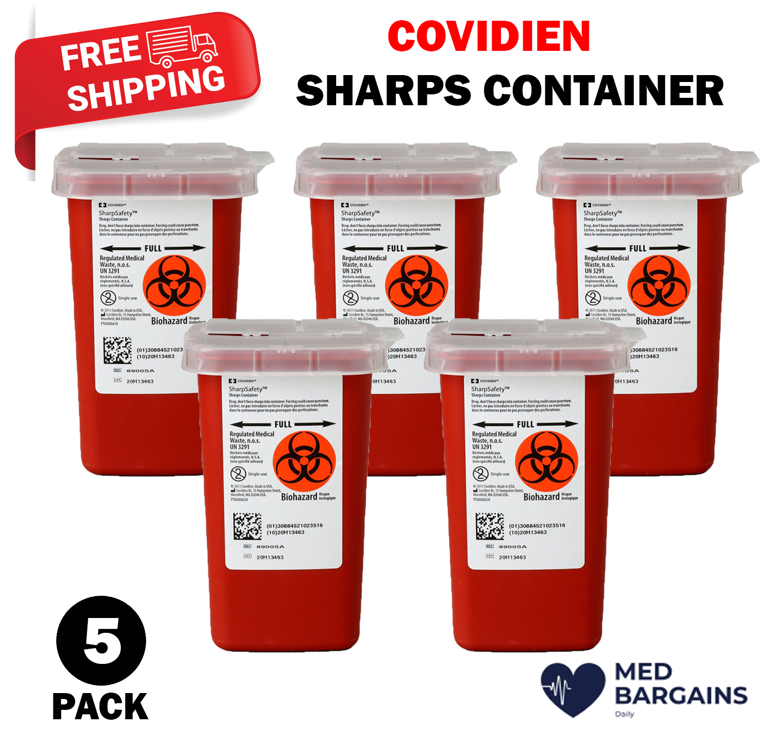 Sharps Containers Container, Sharps Phlebotomy Vertical Entry Red 1Qt ...