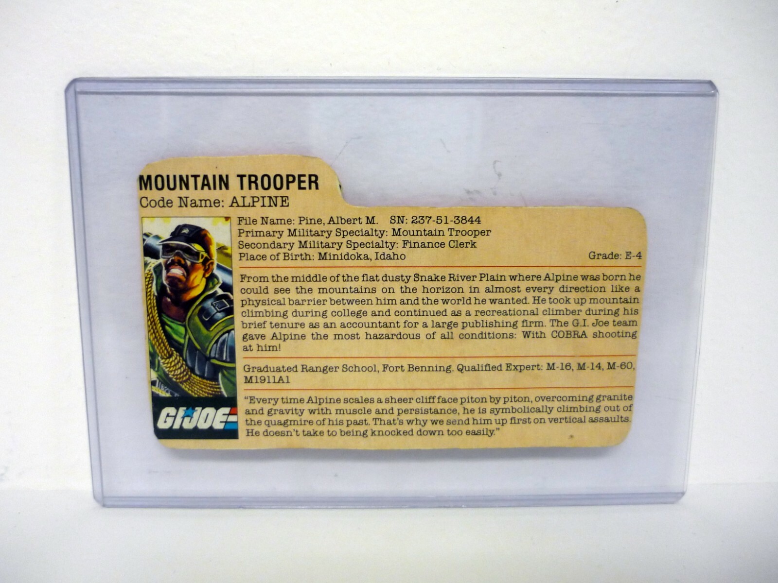 GI Joe Alpine File Card Hasbro Direct Red Back Asst. 6182 Accessory ...
