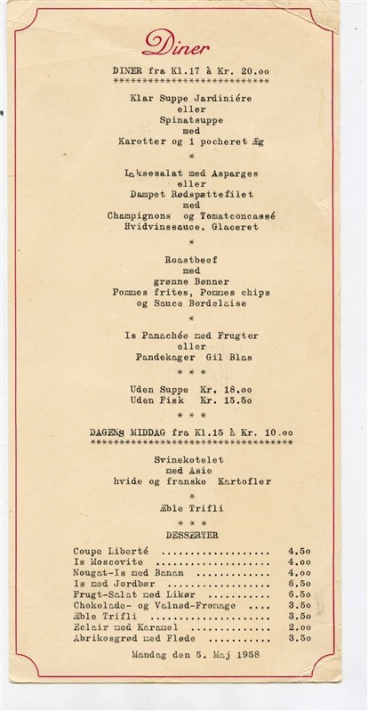 Hellebaek Denmark Restaurant Menu May 1958 | eBay