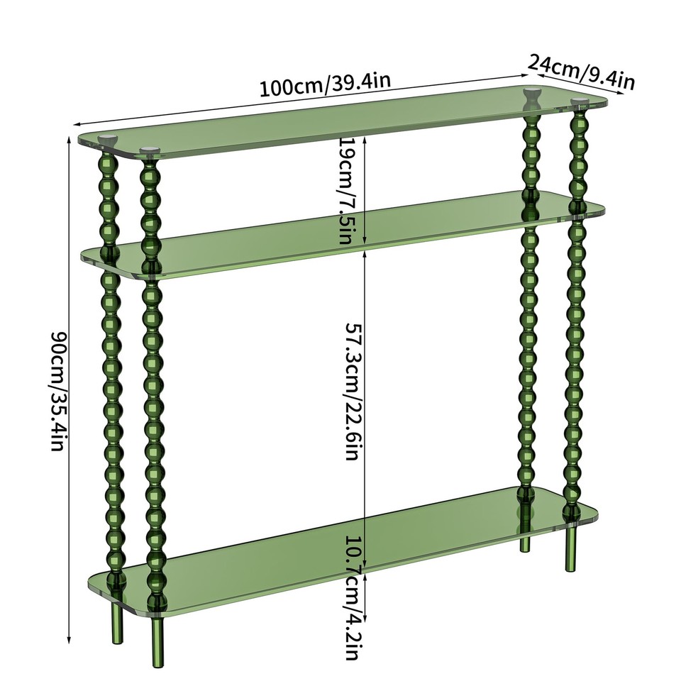 Acrylic Console Table Narrow, 3 Tier Long Entryway Table with Storage ...