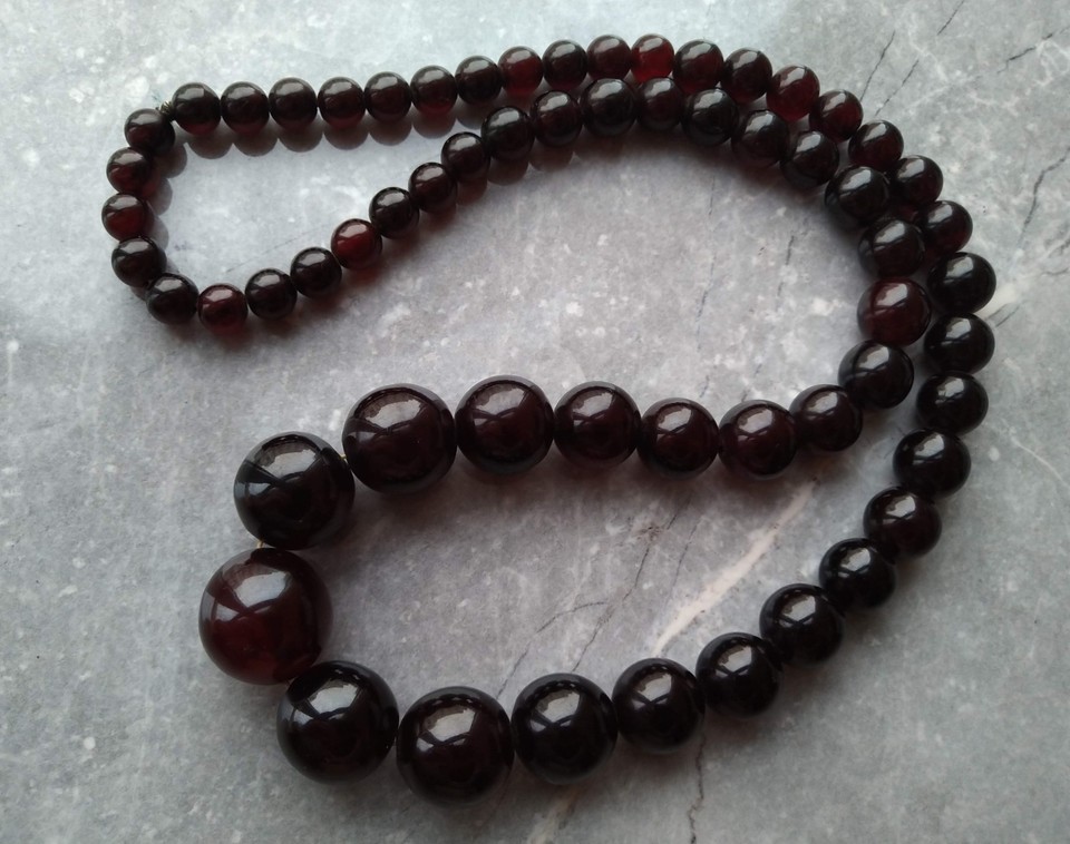 Antique Bakelite Beads Cherry Amber Faturan 101.2 grams. | eBay