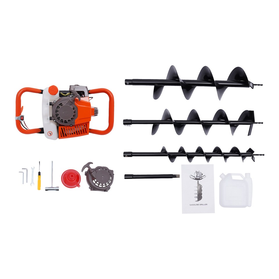 71CC 2 Stroke Post Hole Digger Gas Power Earth Auger Fence Drill w/4",6 ...