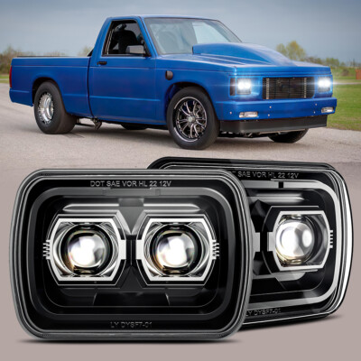 2pcs 5X7 7X6" LED Headlights Angel Eyes DOT For Chevrolet S10 Blazer ...