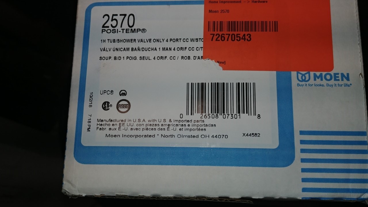 Moen 2570 M-Pact Posi-Temp Pressure Balancing Cycling Rough-In Valve ...