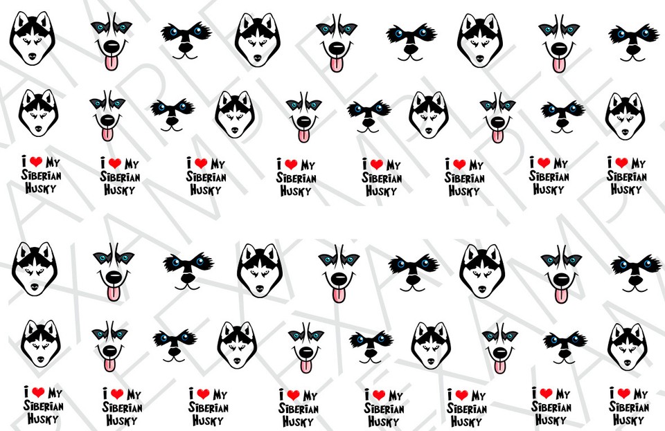 Siberian Husky Nail Art Stickers Transfers Decals Set of 54 - A1303 | eBay