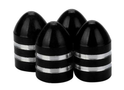 suits RENAULT Metallic BLACK Metal Steel Dust Valve Wheel Tyre Caps ...