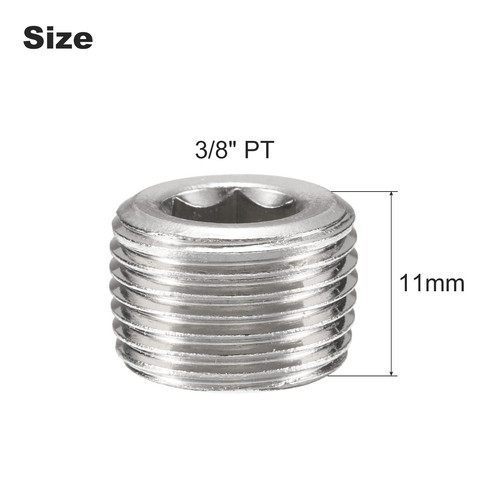 3/8"PT Internal Hex Thread Socket Pipe Plug Stainless with PTFE Tape ...