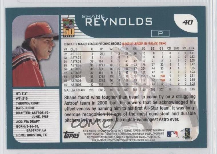2001 Topps Limited Edition Shane Reynolds #40 0j0 | eBay