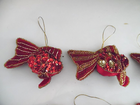 Lot Of 6 Vintage Red Sequined Beaded Ryukin Goldfish Fish Christmas ...