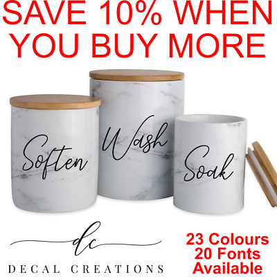 Soak Soften Wash Set Laundry Washing Organisation Vinyl Decal Label ...