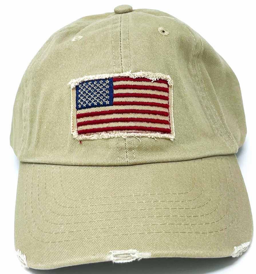 Unisex American Flag Adjustable Clasp Baseball Dad Hat Cap Frayed Peak ...