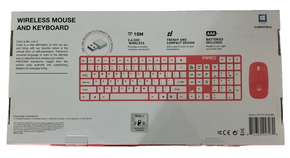 Pantone Wireless Keyboard & Mouse Combo - Pink New in Box | eBay