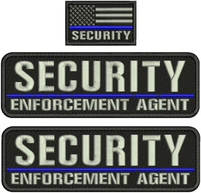 Security E Agent Embroidery Patch 10x3 And 3.5x2 Hook On Back Black ...