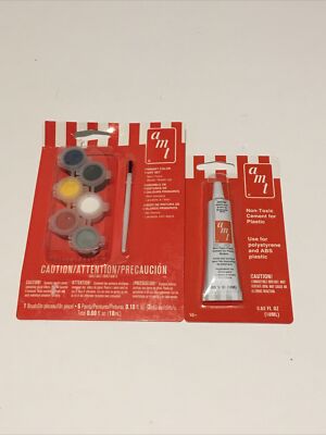 AMT -Primary Color Model Paint Set W/ AMT Nontoxic Cement For Plastic ...