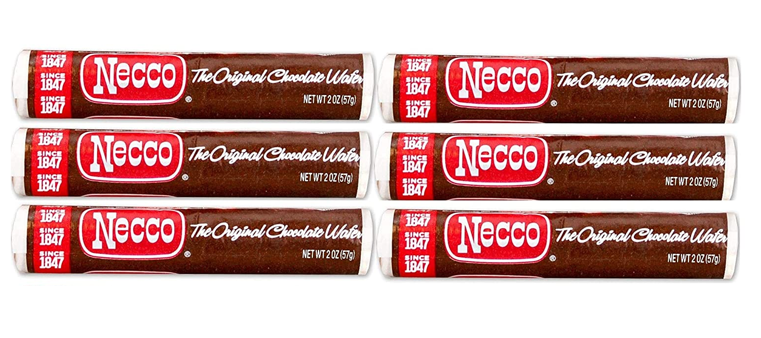 NECCO The Original Chocolate Flavor Wafer Candy Rolls, 2-Ounce (6 or 12 ...