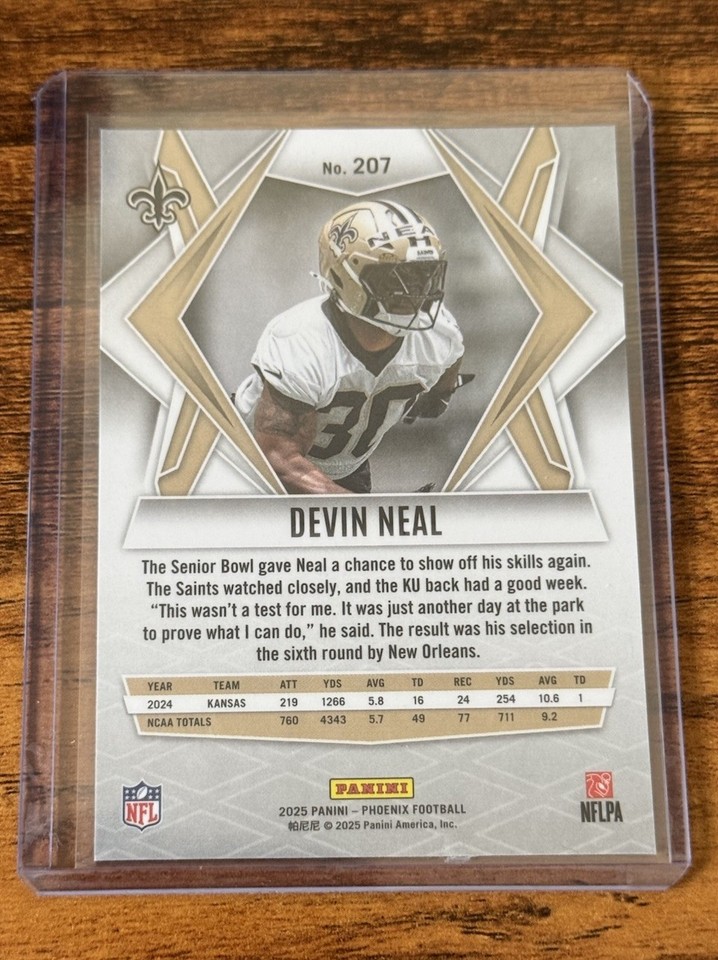 2025 Phoenix Devin Neal New Orleans Saints Silver Prizm Rookie Card RC ...