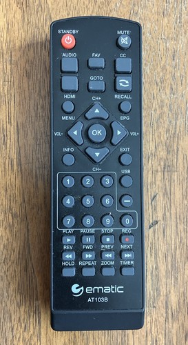 AT103B AT-103B Replacement Remote for EMATIC Digital Converter Box ...