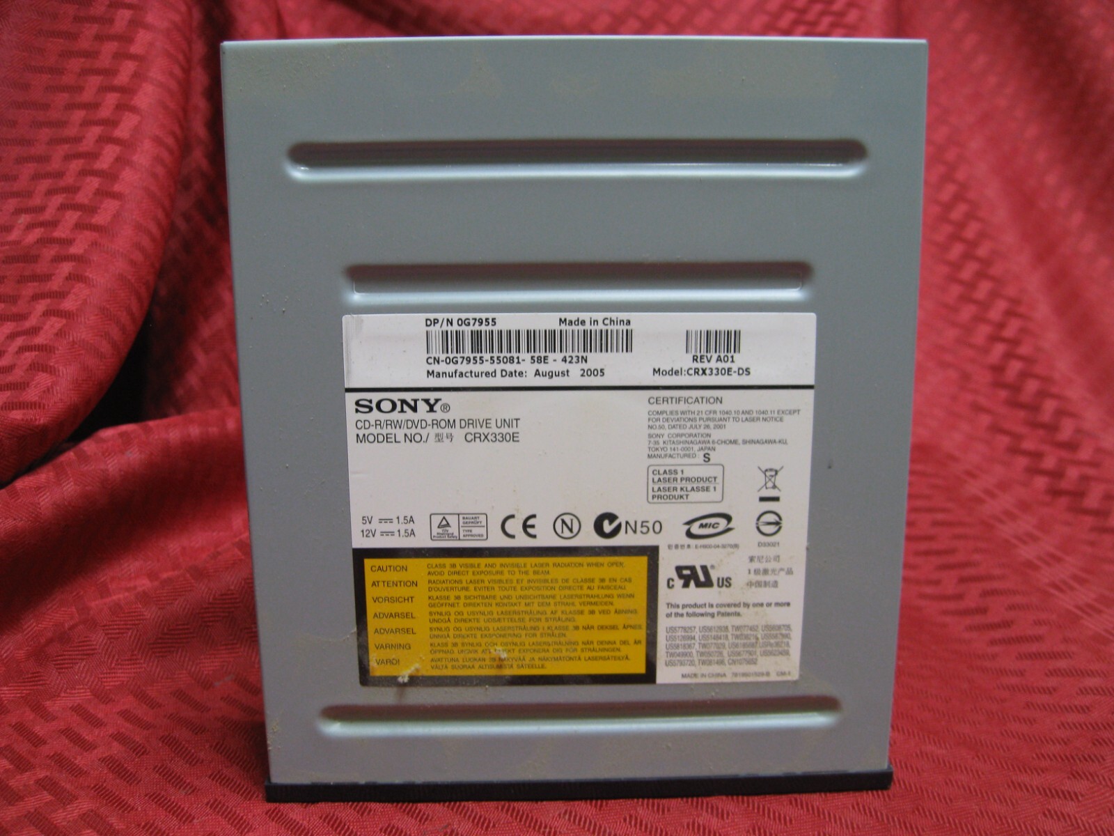 Sony CRX330E-DS CD-R/RW/DVD-ROM Combo IDE Drive Dell DP/N 0G7955 CN ...