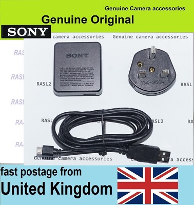 Genuine SONY AC Adaptor Charger & USB Cable CyberShot DSC-RX100,WX500 ...