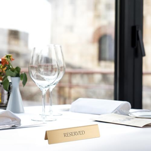 6Pcs Reserved Table Signs Stainless Steel Table Top Reserved Sign Gold ...