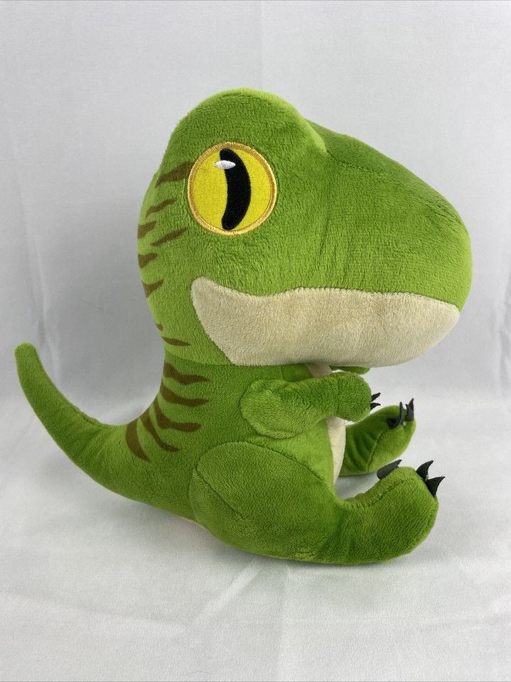 11” Jurrasic Park Raptor Plush Green Toy Factory Chonky Dinosaur Round ...
