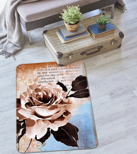 3D Pink Rose Leaves ZHUA1995 Game Non Slip Rug Mat Photo Carpet Zoe ...