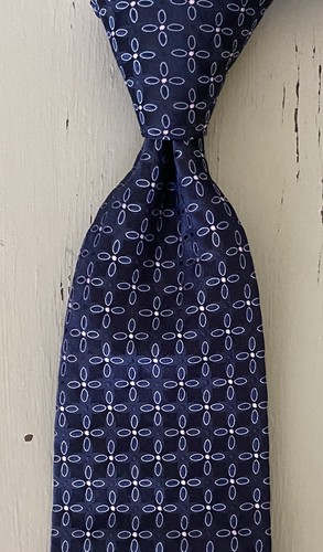 VALENTINO ALL SILK ITALIAN HANDMADE INDIGO NECKTIE WHITE & PINK ...