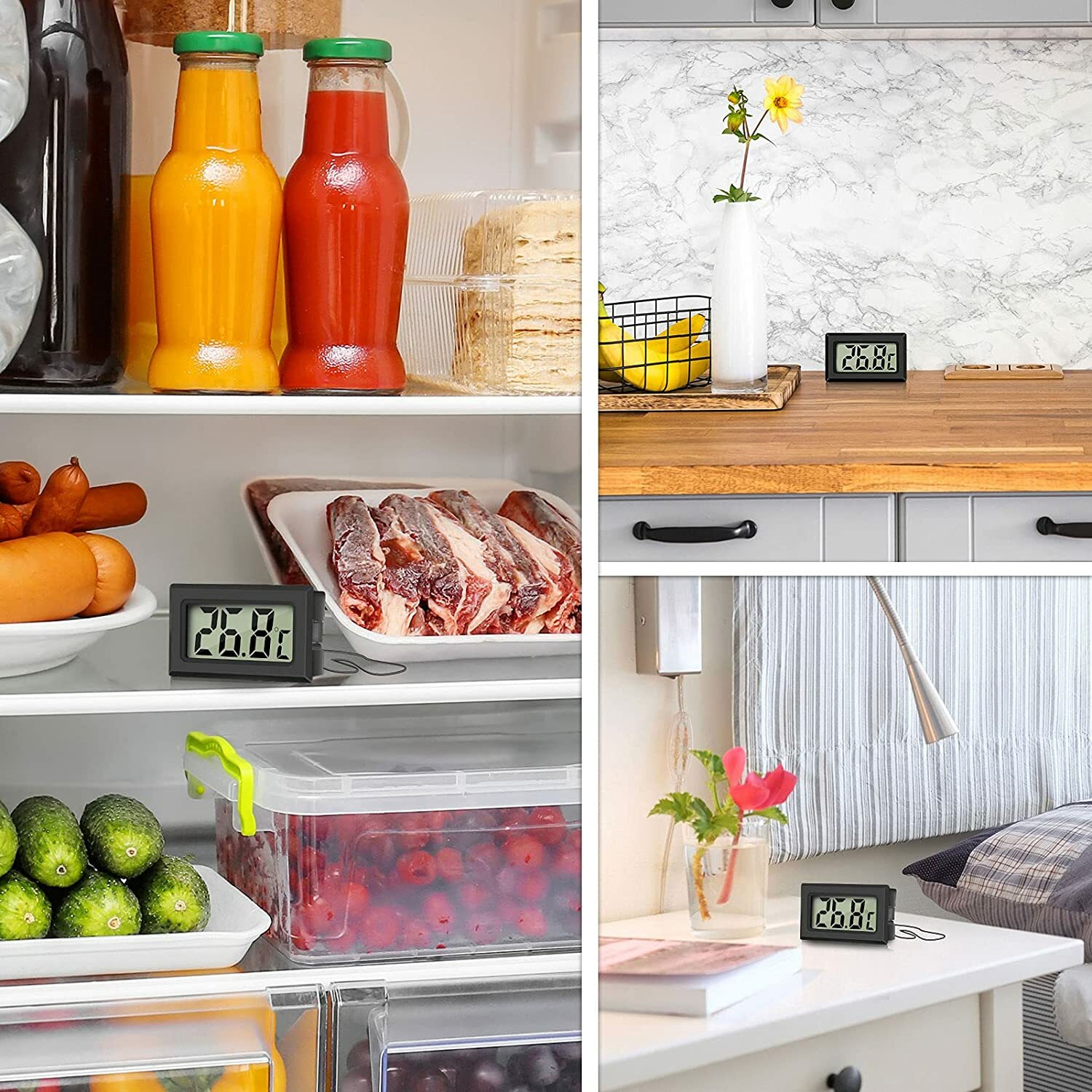 LCD Digital Fridge Thermometer Probe Fridge Freezer Temperature UK ...