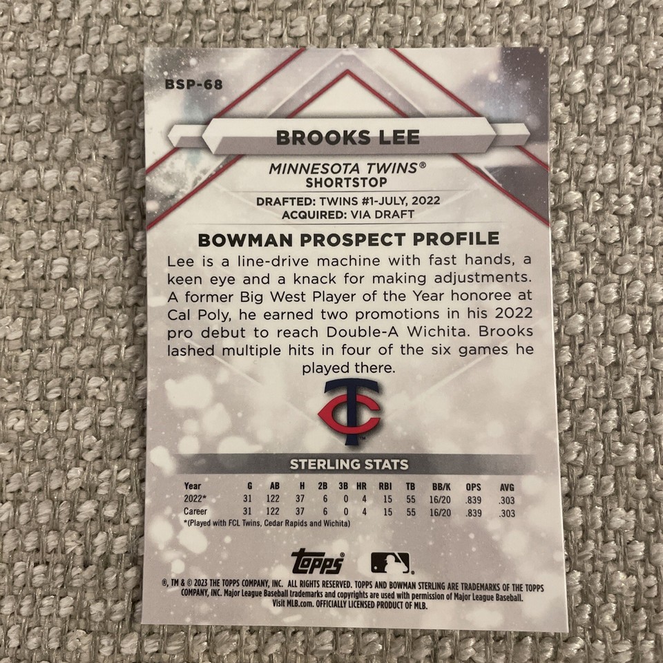 Brooks Lee 2023 Bowman Sterling Base Prospect Card #BSP-68 Twins | eBay