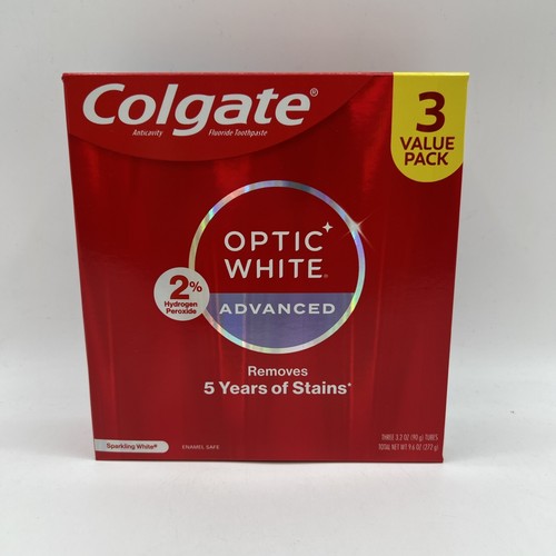 Colgate Optic White Advanced Hydrogen Peroxide Toothpaste 3 Pack, 3.2 ...