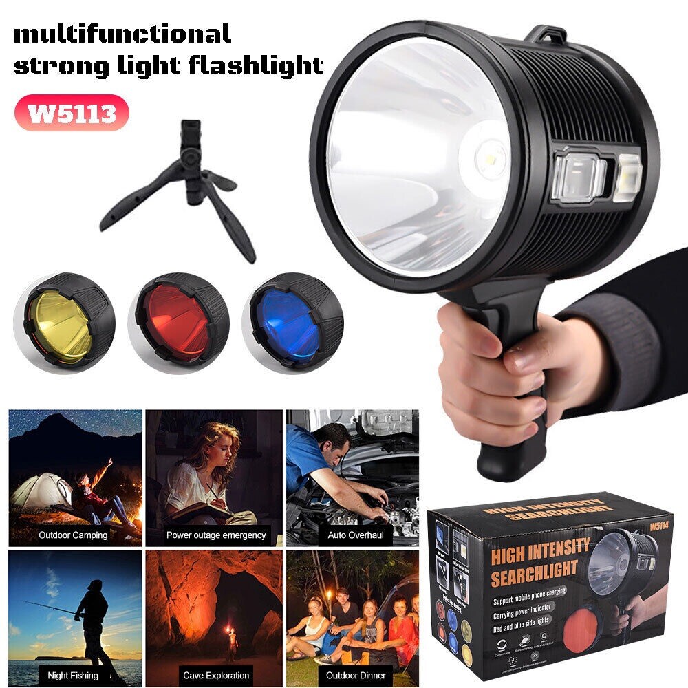 200000lumens USB & Solar Power LED Searchlight Spotlight Flashlight W ...