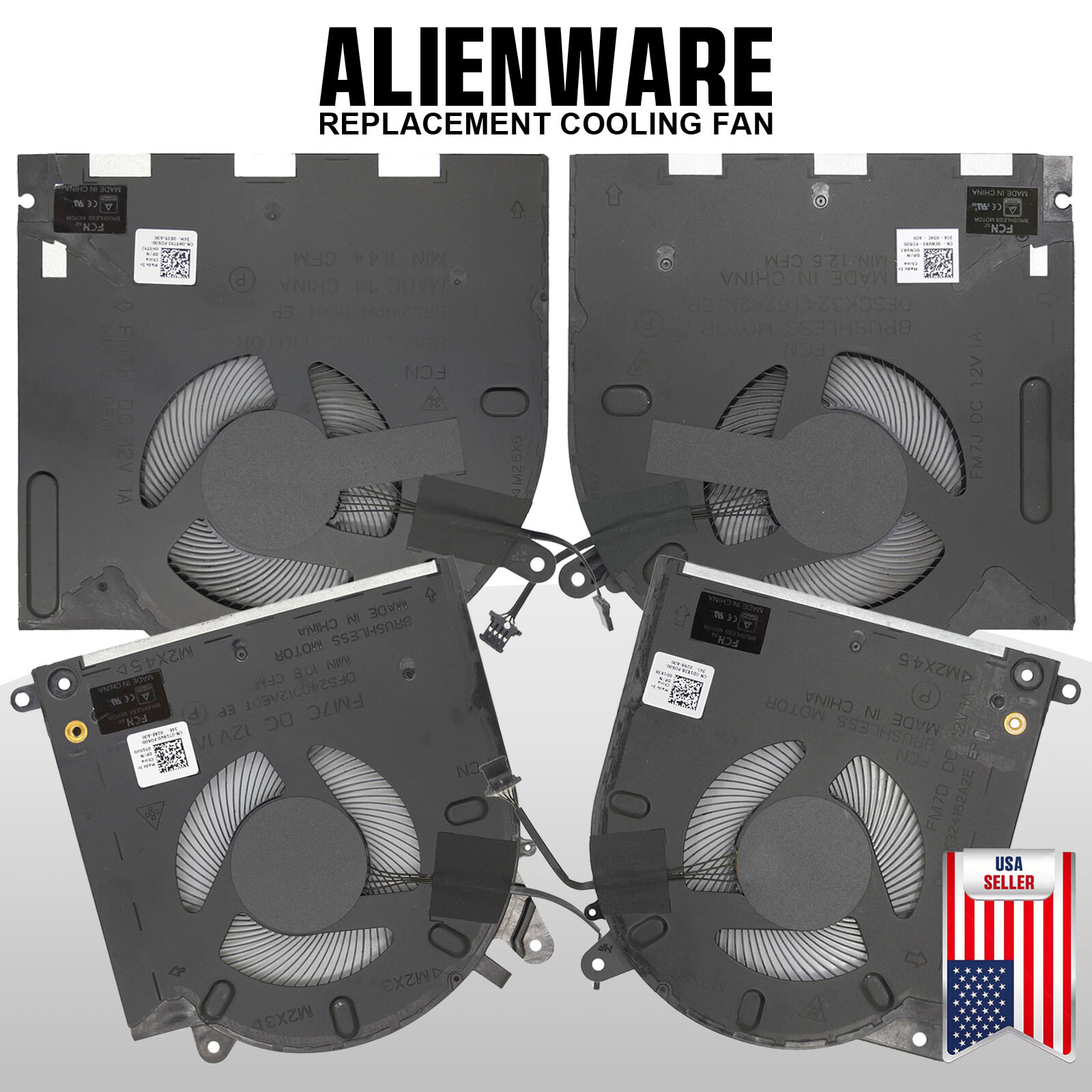 1 Pair OEM CPU + GPU Cooling Fan For DELL Alienware M15 M17 R3 R4 R5 R6 ...