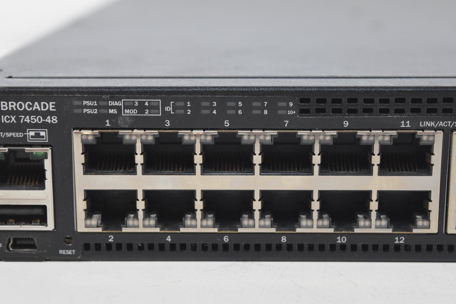 Brocade ICX7450-48-E | 48x GB | 4x SFP+ | 2x QSFP+ | One PSU | Managed ...