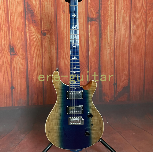Custom Electric Guitar Blue Spalted Maple Top Bird Inlay Free Shipping ...