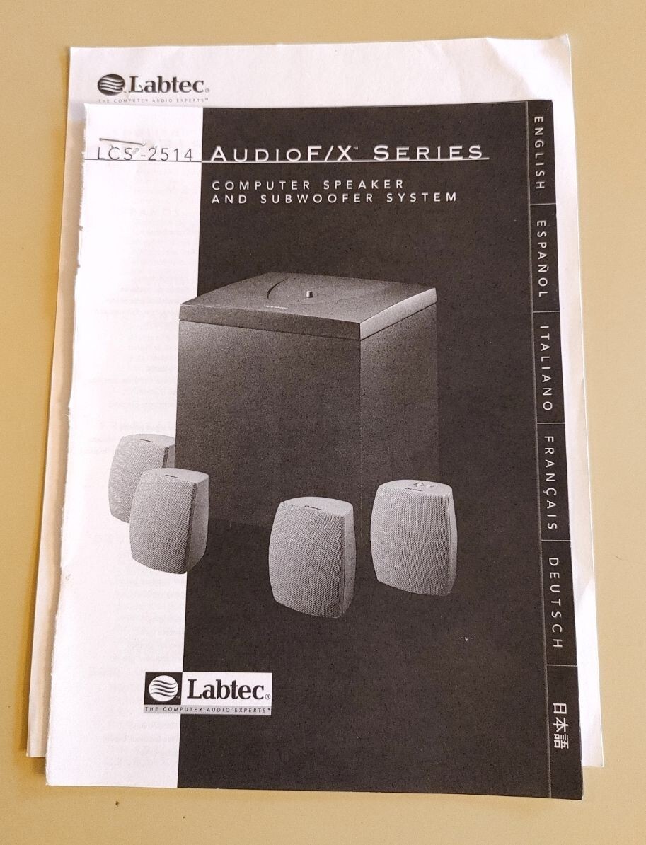 INSTRUCTION MANUAL ONLY for LABTEC LCS-2514 Computer Speakers Audio F/X ...