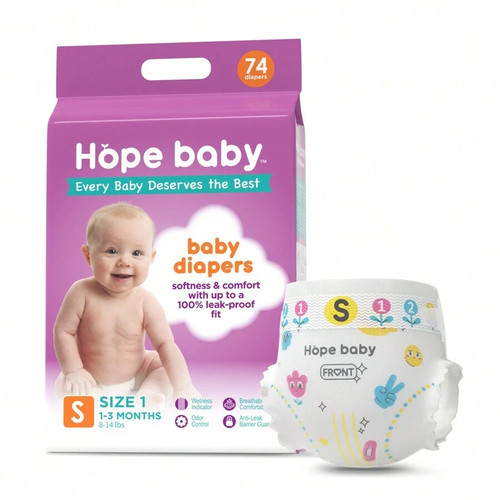 HOPE BABY Disposable Baby Diapers Size 1 (8-14 LBS) 74 Count ...